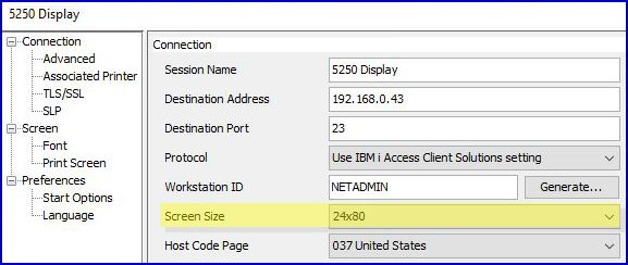 Change IBM Client Access Screen Size – Data Systems Management